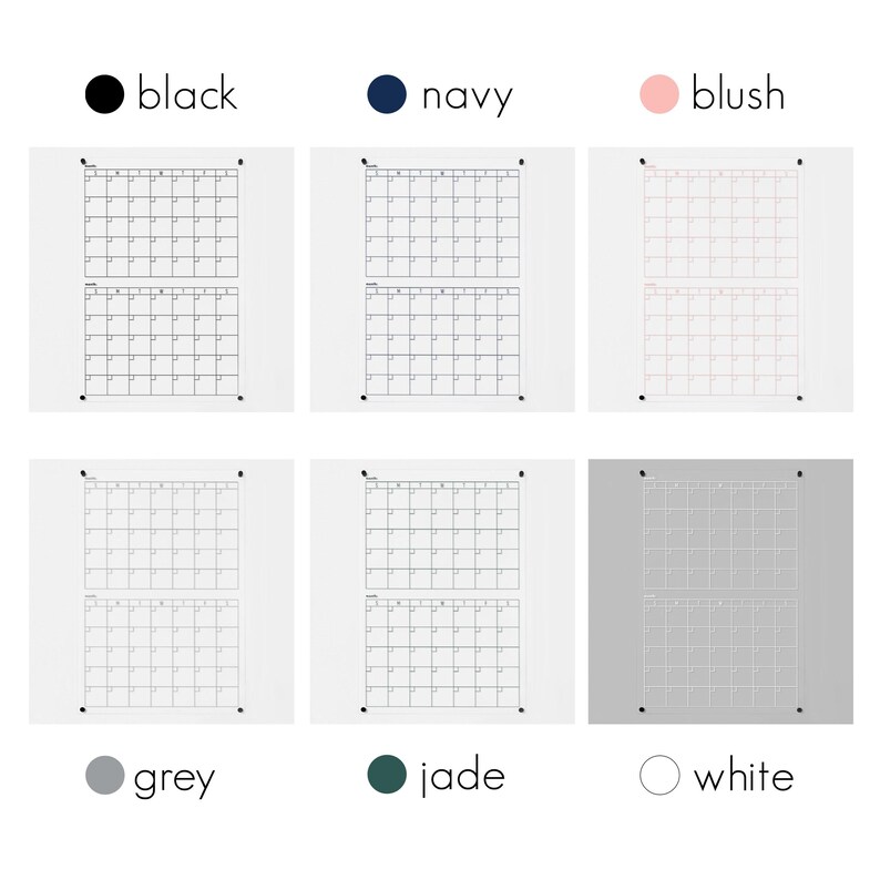 Double Month Acrylic Calendar, 23x31 26x38 36x47.5 Dry Erase Wall ...