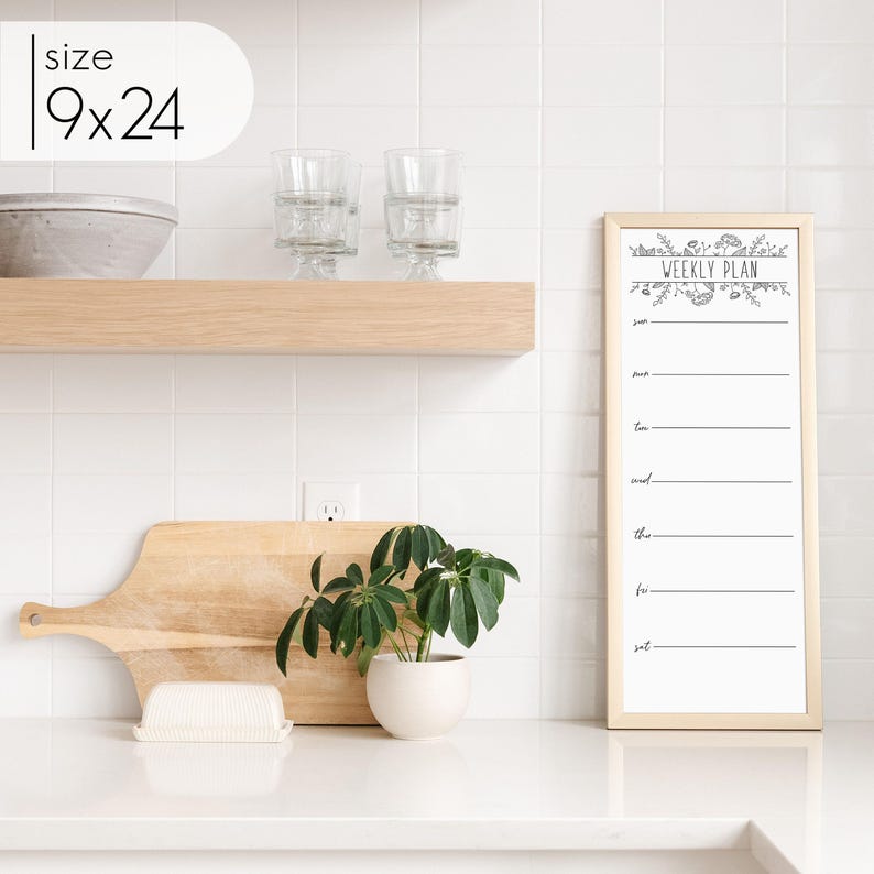 Personalized Framed Dry Erase Weekly Meal Planner for Wall | Custom ...