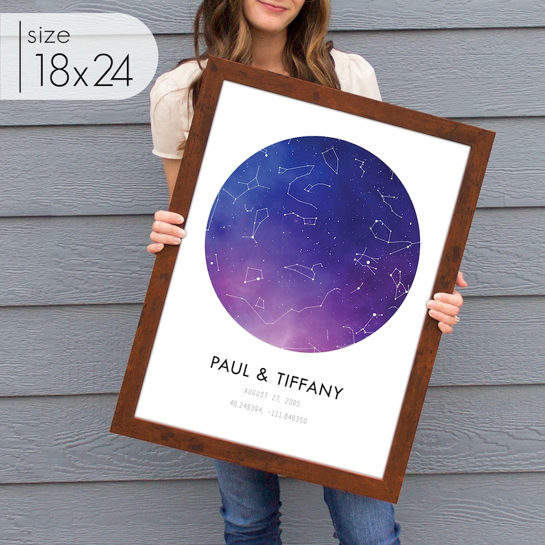 Personalized Star Map Print, Night Sky Anniversary Gift, Framed - Etsy