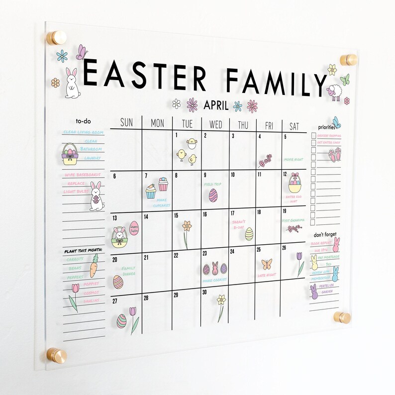 Easter Stickies, Dry-erase Calendar Holiday Stickers, April or March ...