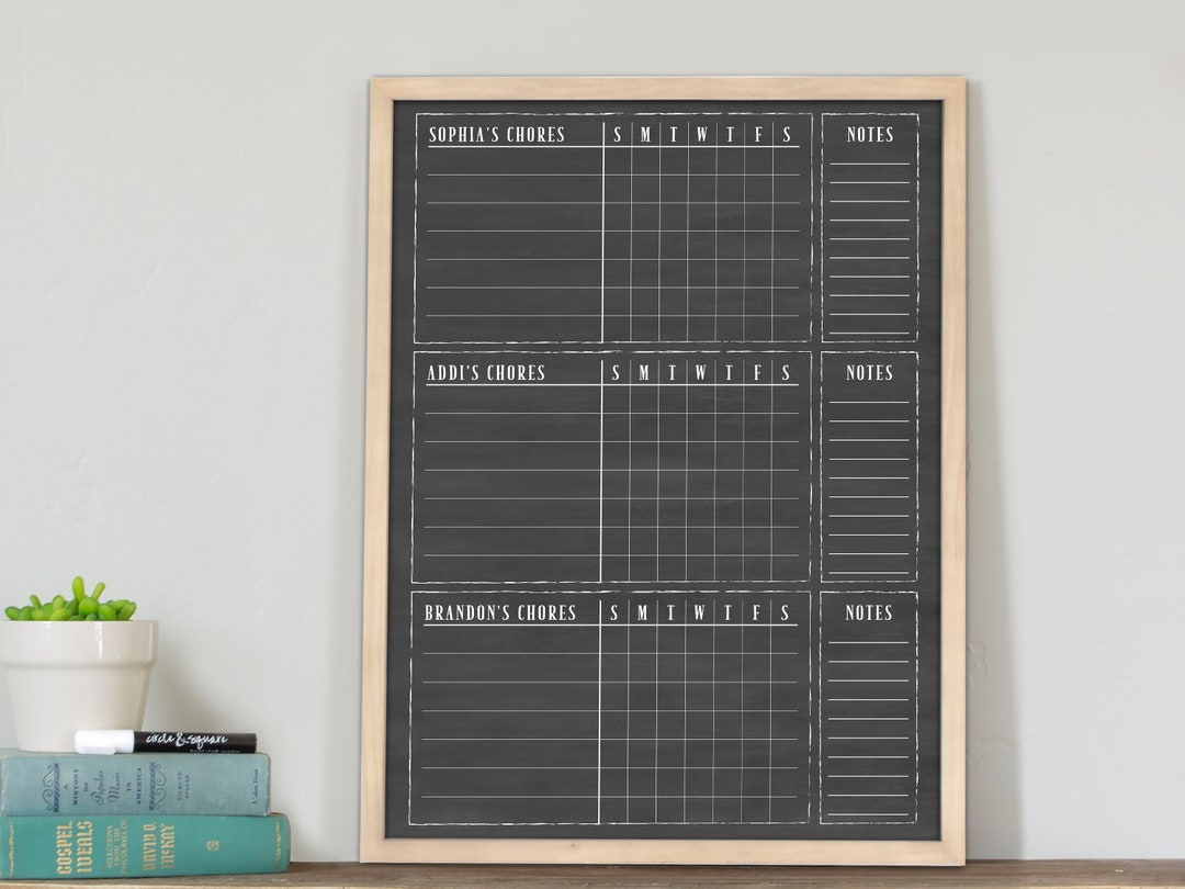 3 Kids Chore Chart, Dry Erase Chalkboard for Children's Chores, Kids's ...
