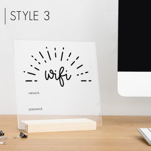 Custom Wifi Password Sign on Acrylic With Wood Stand | More Sizes ...