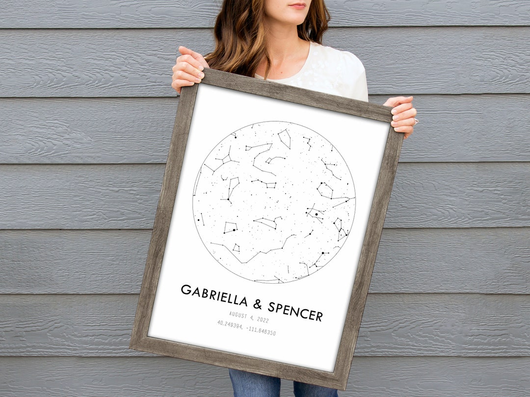 Custom Framed Star Map, Wedding Anniversary Gift for Couple, Night We ...
