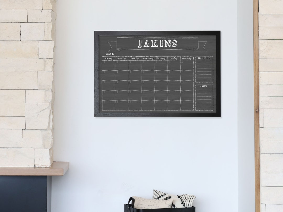 Farmhouse Chalkboard Calendar | Personalized Dry Erase Chalkboard ...