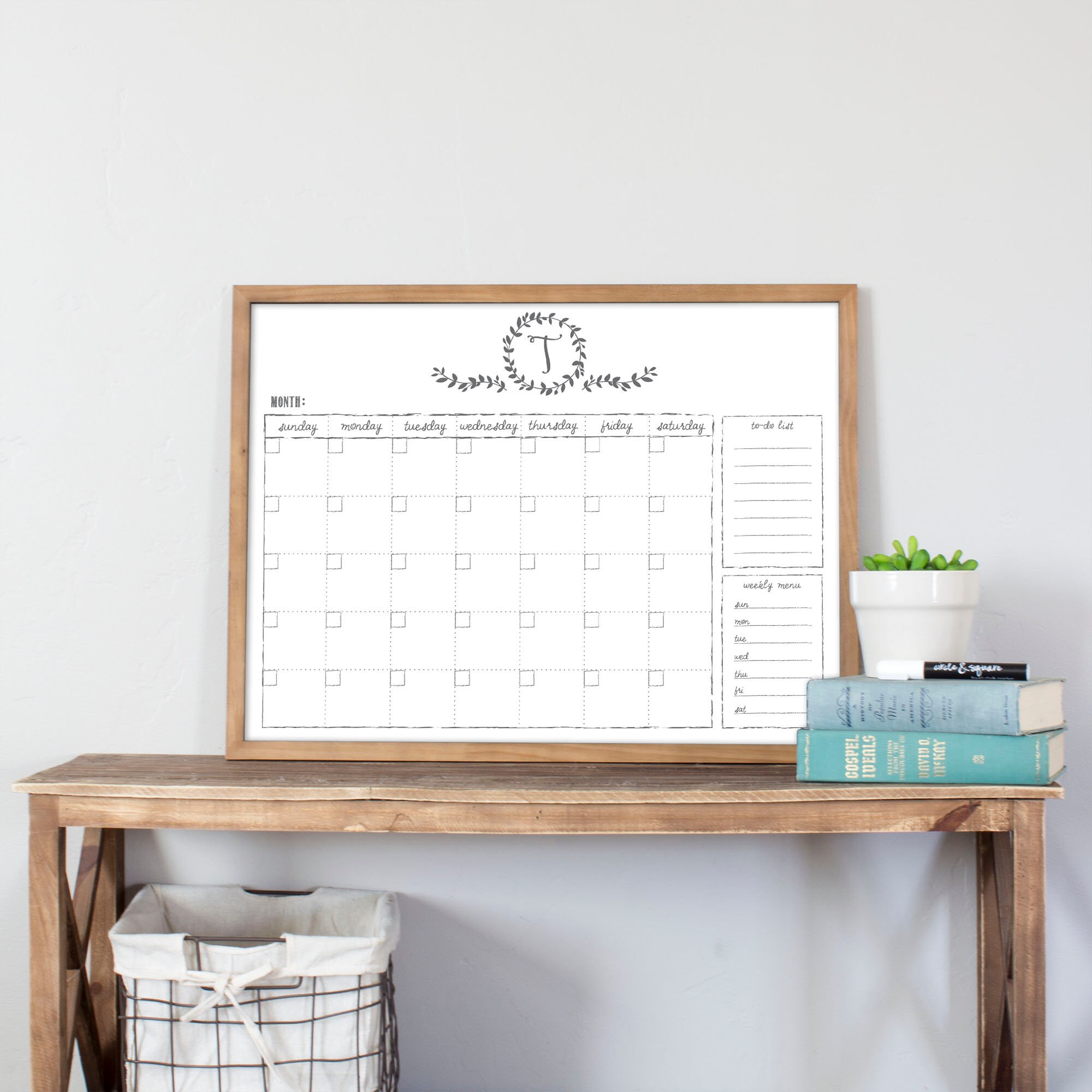 Monogram Whiteboard Dry Erase Calendar Personalized Custom - Etsy Australia
