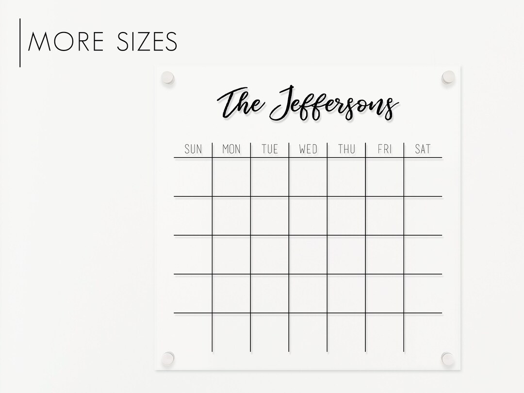Square Personalized Acrylic Calendar Dry Erase Wall Mounted - Etsy