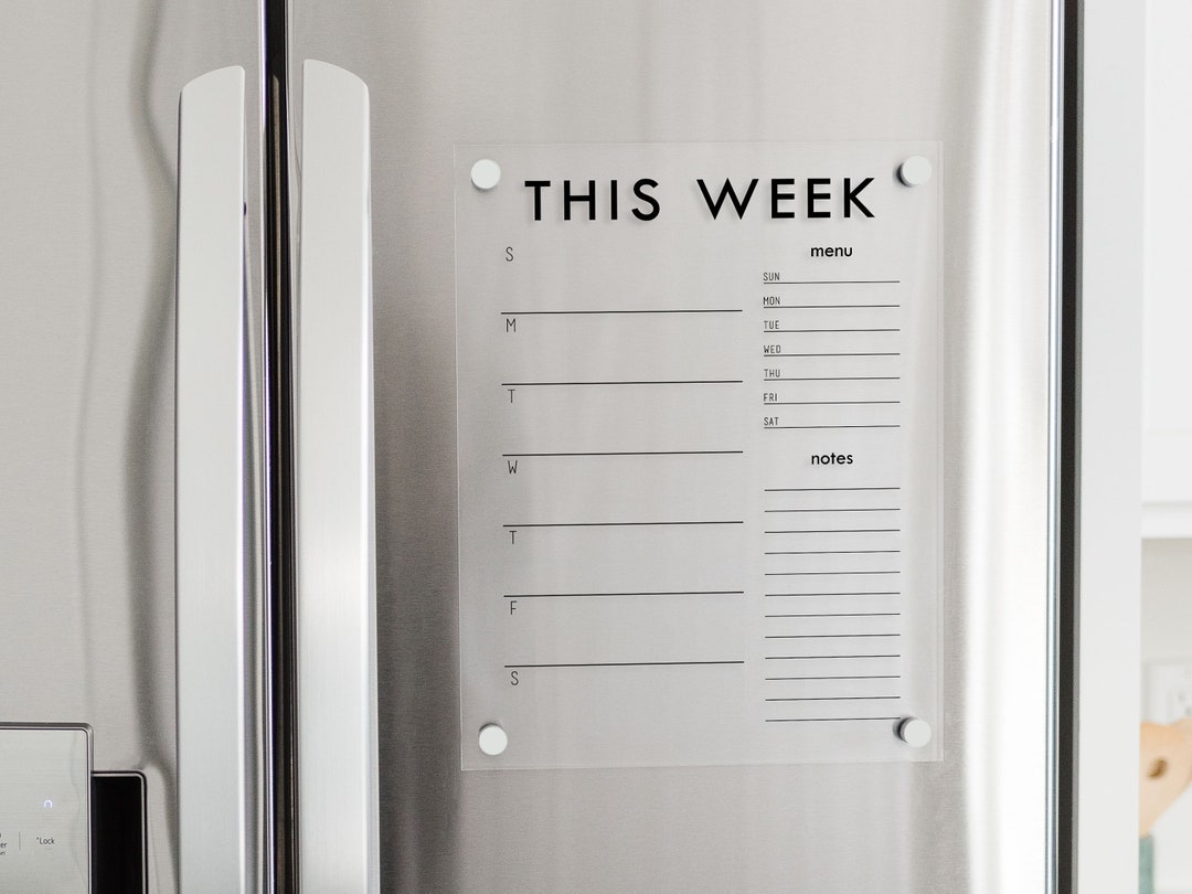 Personalized Magnetic Weekly Planner on Clear Acrylic for Refrigerator ...