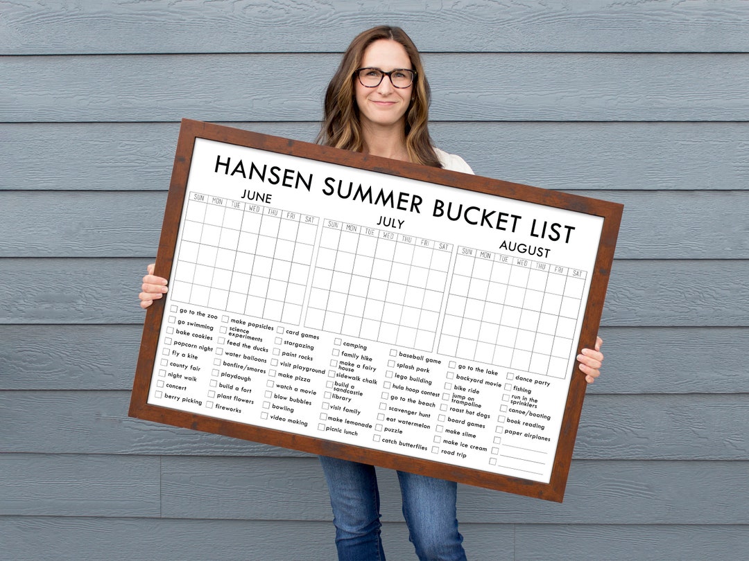 Framed or Paper Summer Bucket List Calendar for Family | Personalized ...