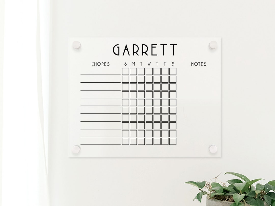 Personalized Dry Erase Responsibilities Chore Chart for One Kid ...
