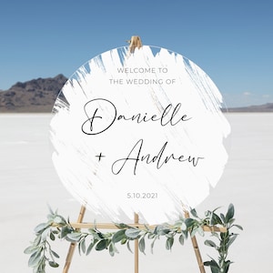 Round Acrylic Wedding Sign, Clear Circular Wedding Welcome Sign , Brush ...