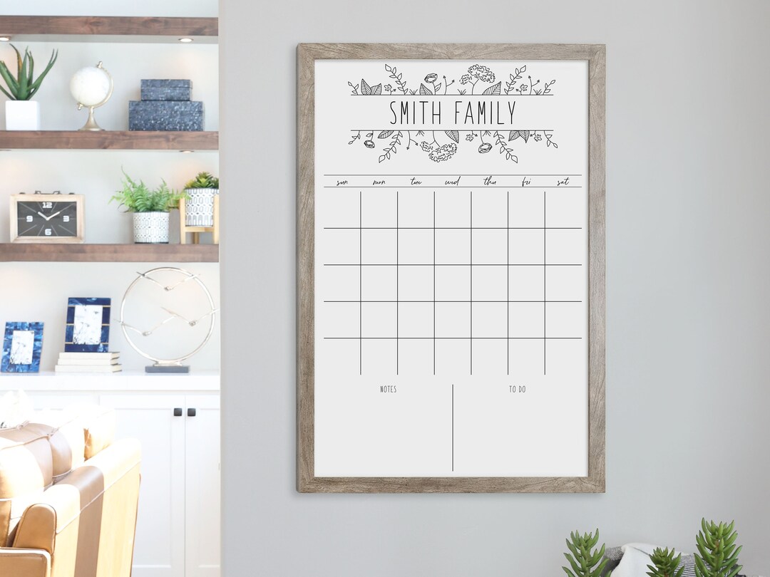 Framed Dry Erase Whiteboard Calendar for Wall | Personalized Calendar ...