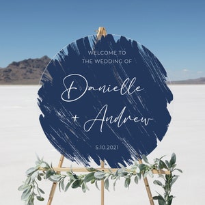 Round Acrylic Wedding Sign, Clear Circular Wedding Welcome Sign , Brush ...