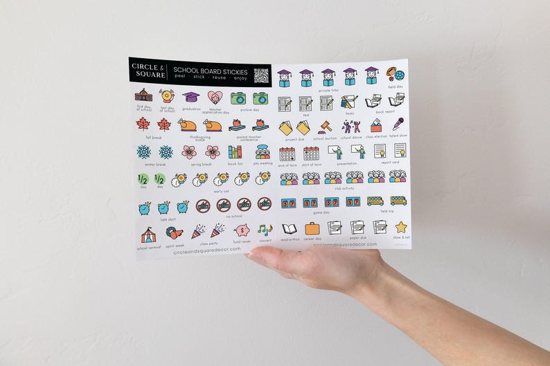 School Stickies, Reusable Schedule Static Cling Calendar Stickers ...