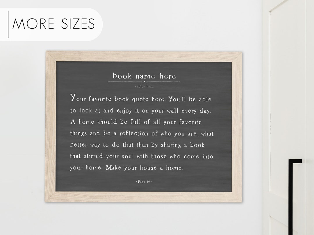 Framed Custom Quote Art, Book Wall Art on Chalkboard Style Print ...