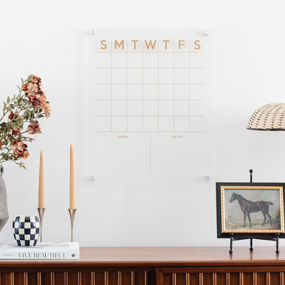 Gold Clear Acrylic Calendar 2025 Large Wall Calendar, Vertical Family ...