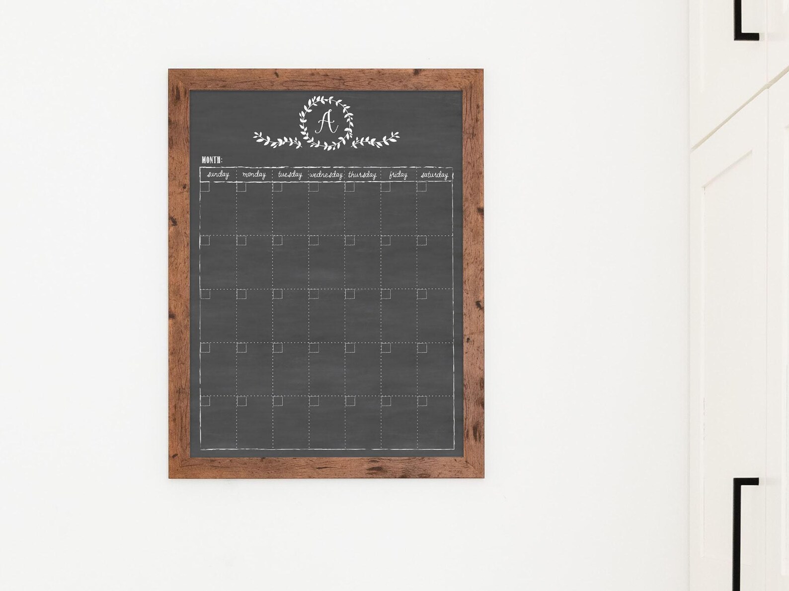 Wall Calendar, Monogram Chalkboard Dry Erase Calendar Vertical 18 X 24 ...