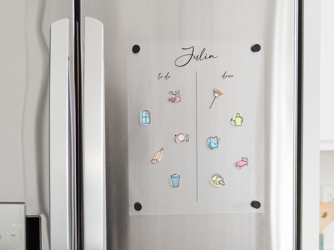 Visual Schedule for Kids on Clear Acrylic Magnetic for Fridge | Daily ...
