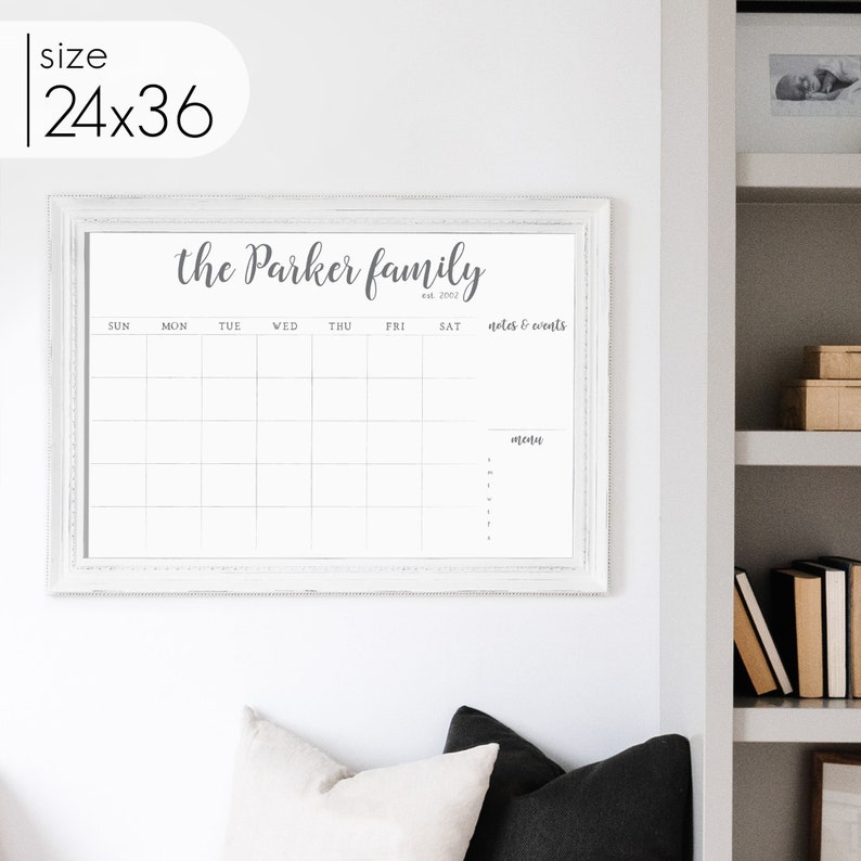 Large 24x36 Calendar Framed Calendar Dry Erase Board - Etsy