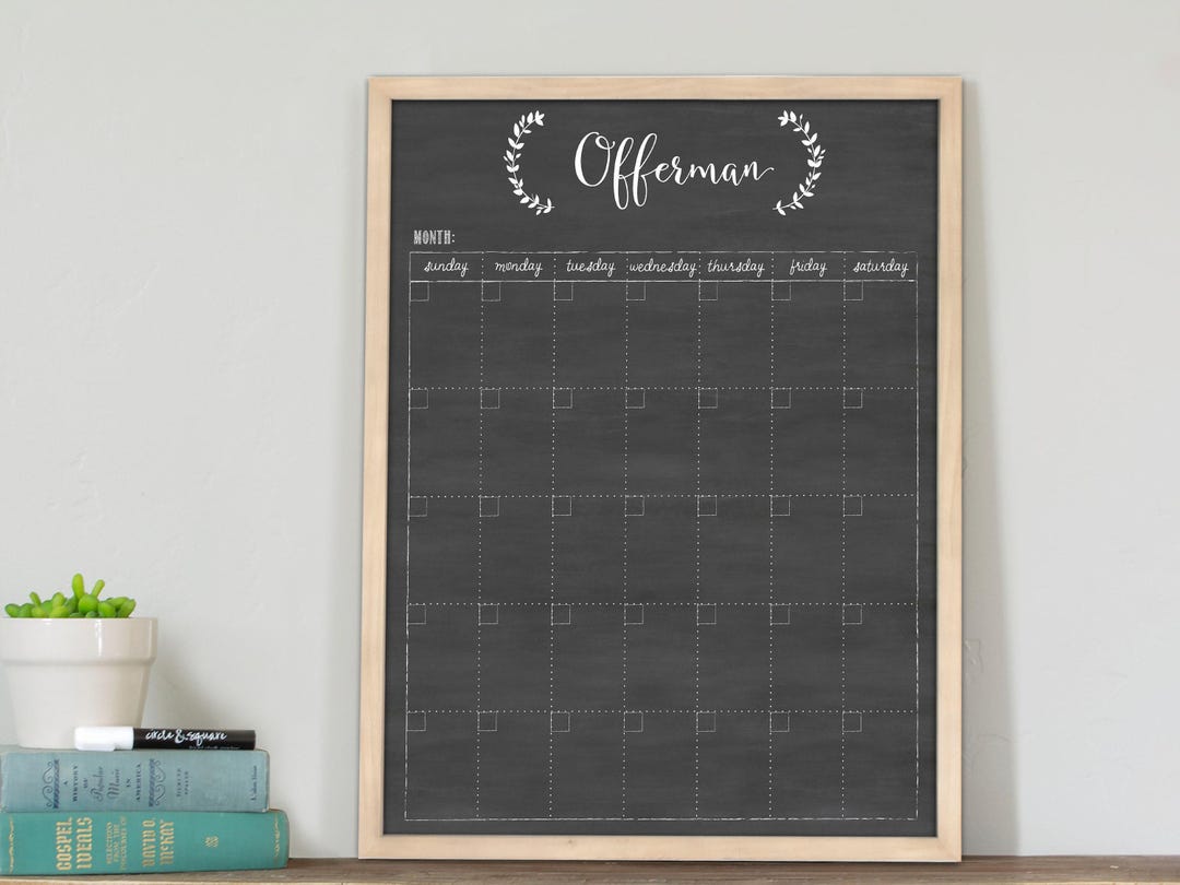 Personalized Chalkboard Family Calendar, Framed Dry Erase Board - Etsy