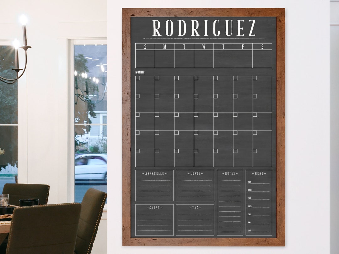Calendar | Command Center Large Chalkboard Calendar | Framed Calendar ...
