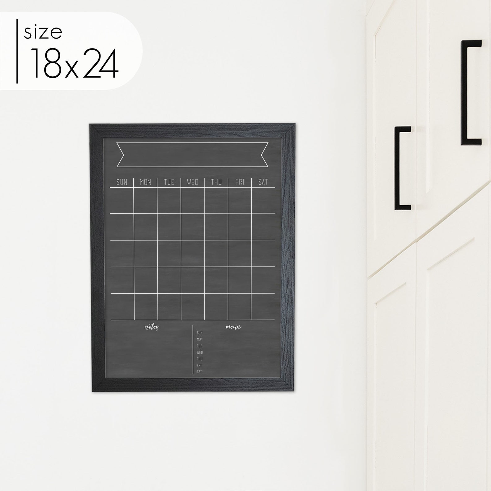 Minimalist Dry Erase Chalkboard Calendar W/ Customized Bottom - Etsy