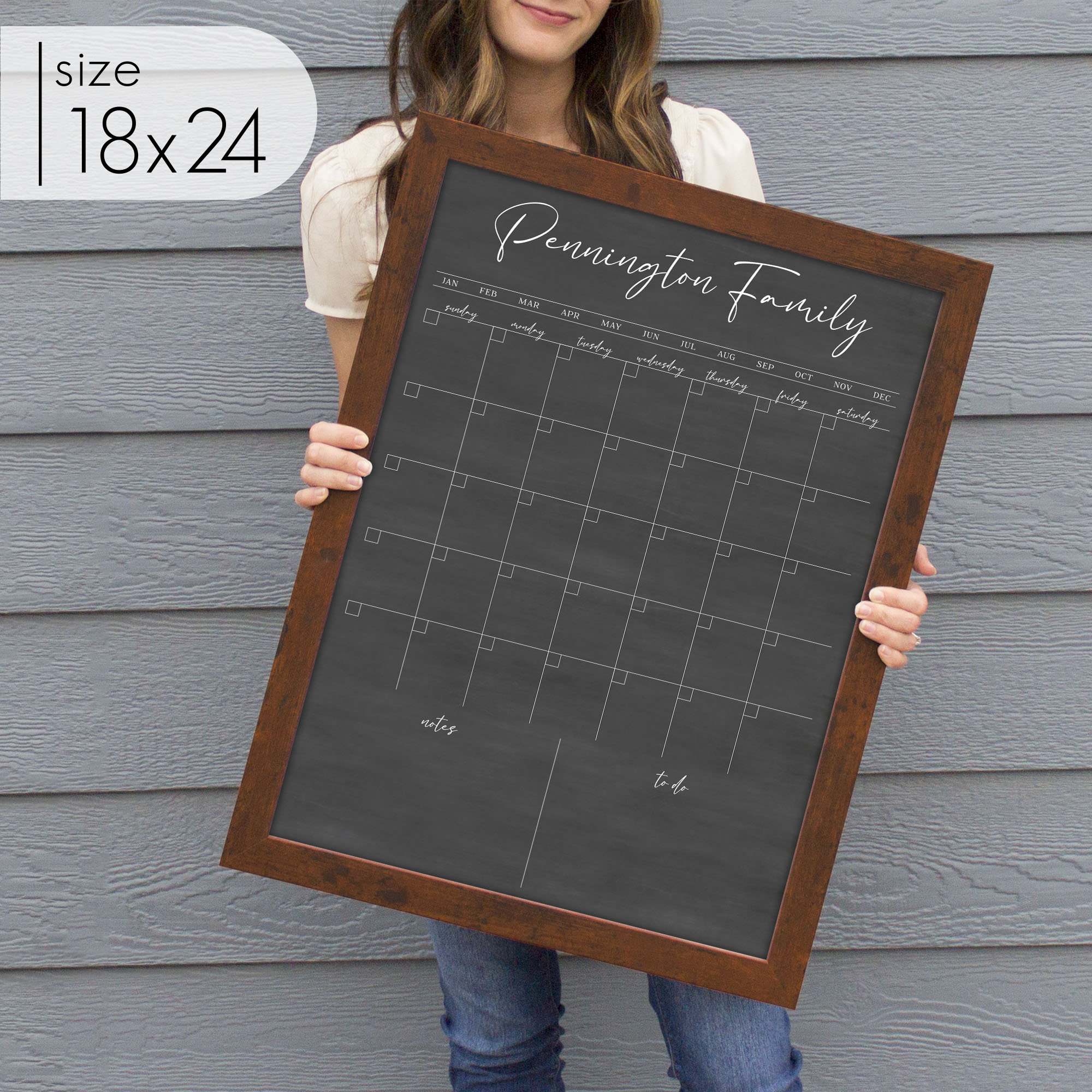 Framed Family Wall Calendar Personalized & Framed Minimalist - Etsy