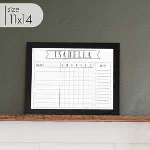 Personalized Chore Chart for Kids on Framed Whiteboard for Daily and ...