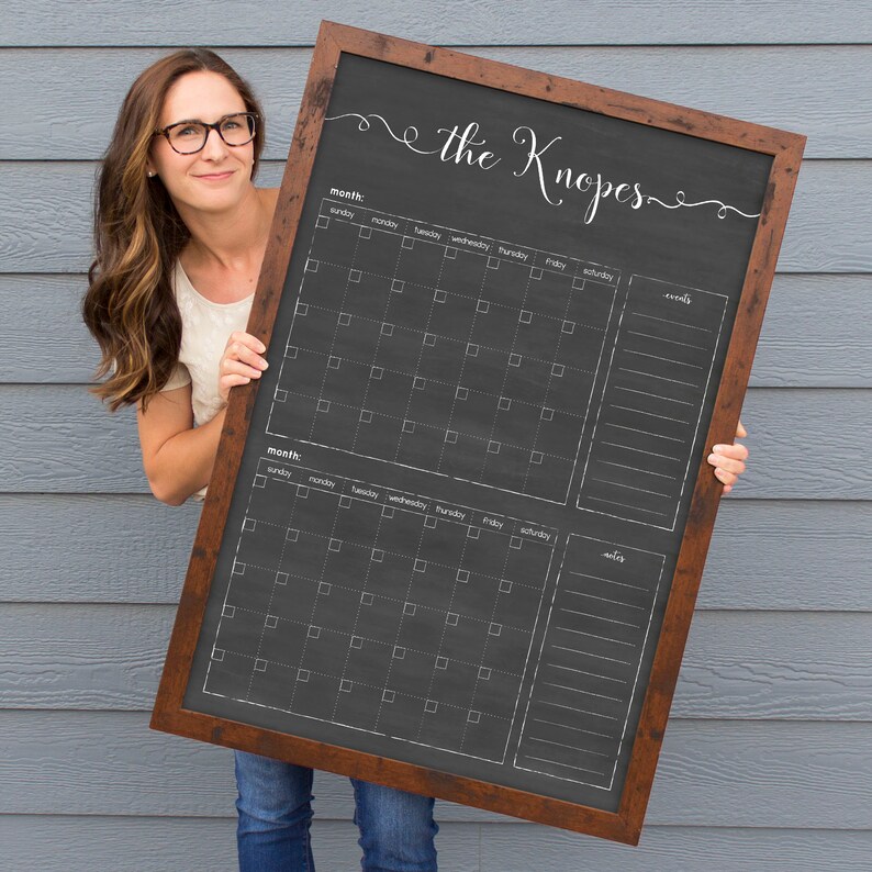 Double Calendar 24x36 Script style 3647 | Etsy