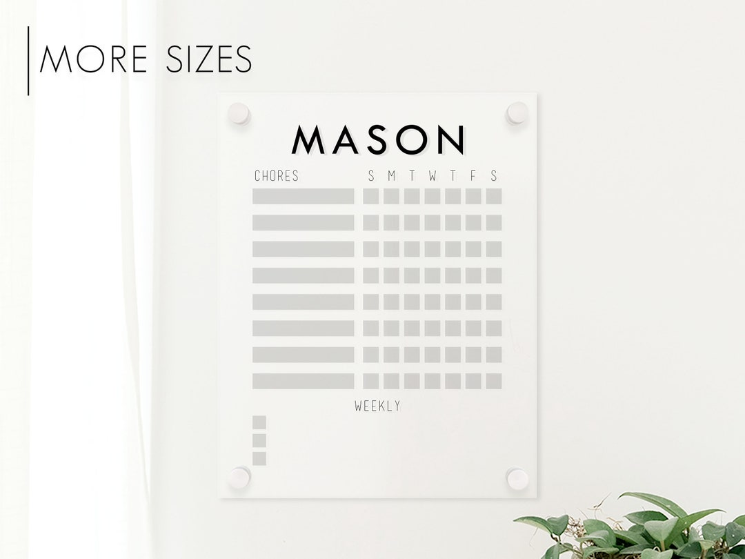 Personalized Dry Erase Chore Chart for Kids Boy or Girl | Reusable ...