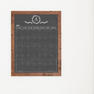 Wall Calendar, Monogram Chalkboard Dry Erase Calendar Vertical 18 X 24 ...