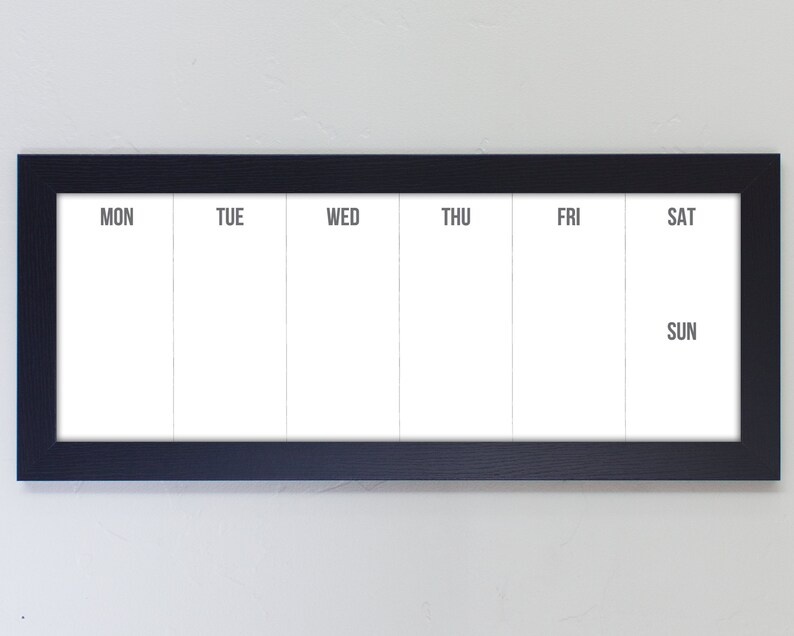 Weekly Calendar Dry Erase Weekly Whiteboard Framed Calendar in | Etsy