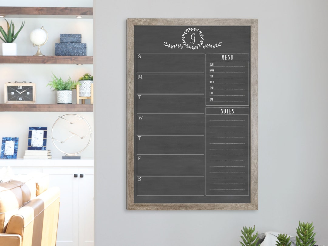 Large Weekly Chalkboard Dry Erase Monogram Planner , Customizable 24x36 ...