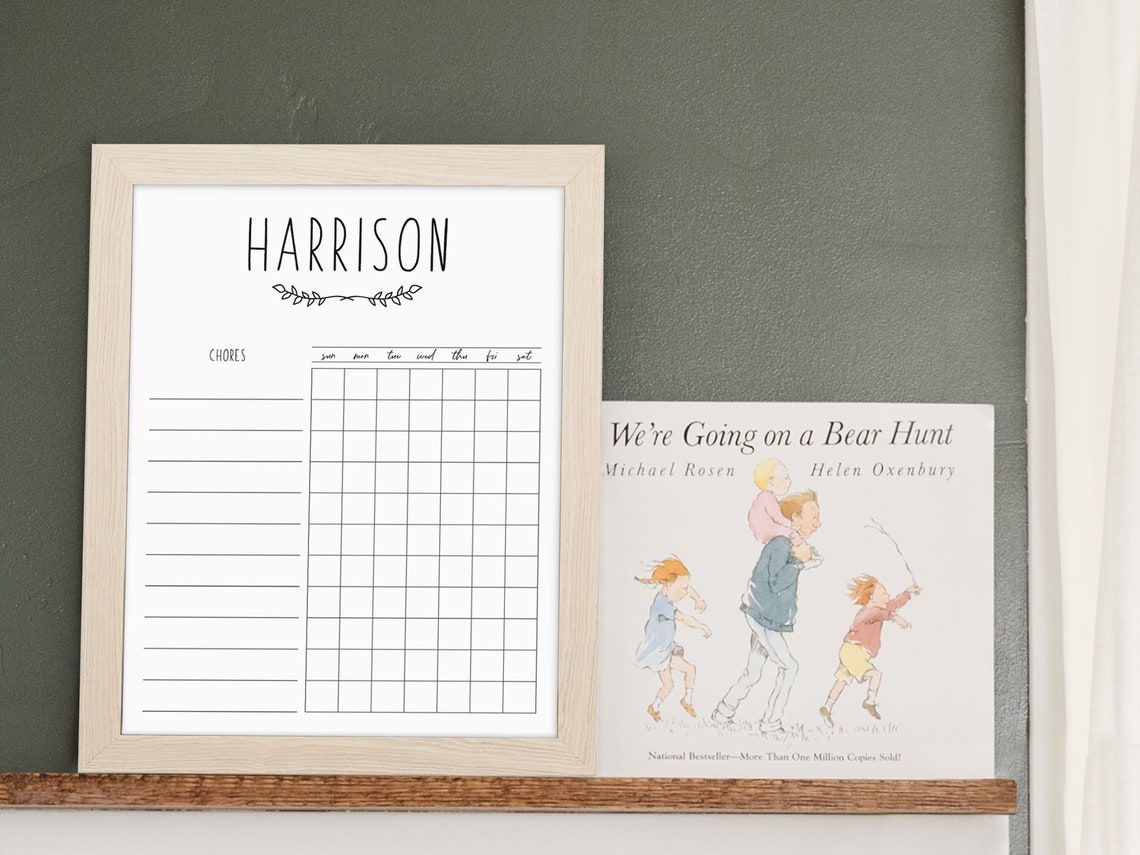 Personalized Chore Chart for Kids Dry Erase 11x14 Framed - Etsy