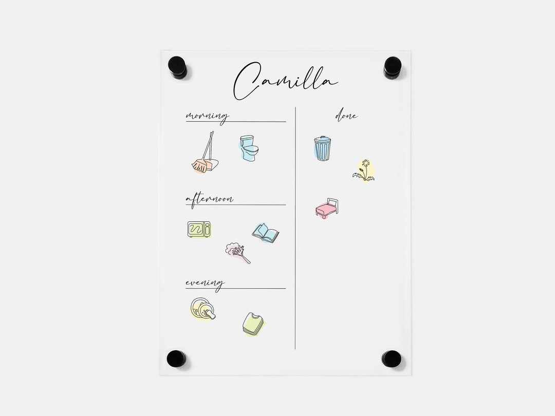 One Kid Visual Chore Chart With Colorful Reusable Chore Stickies ...