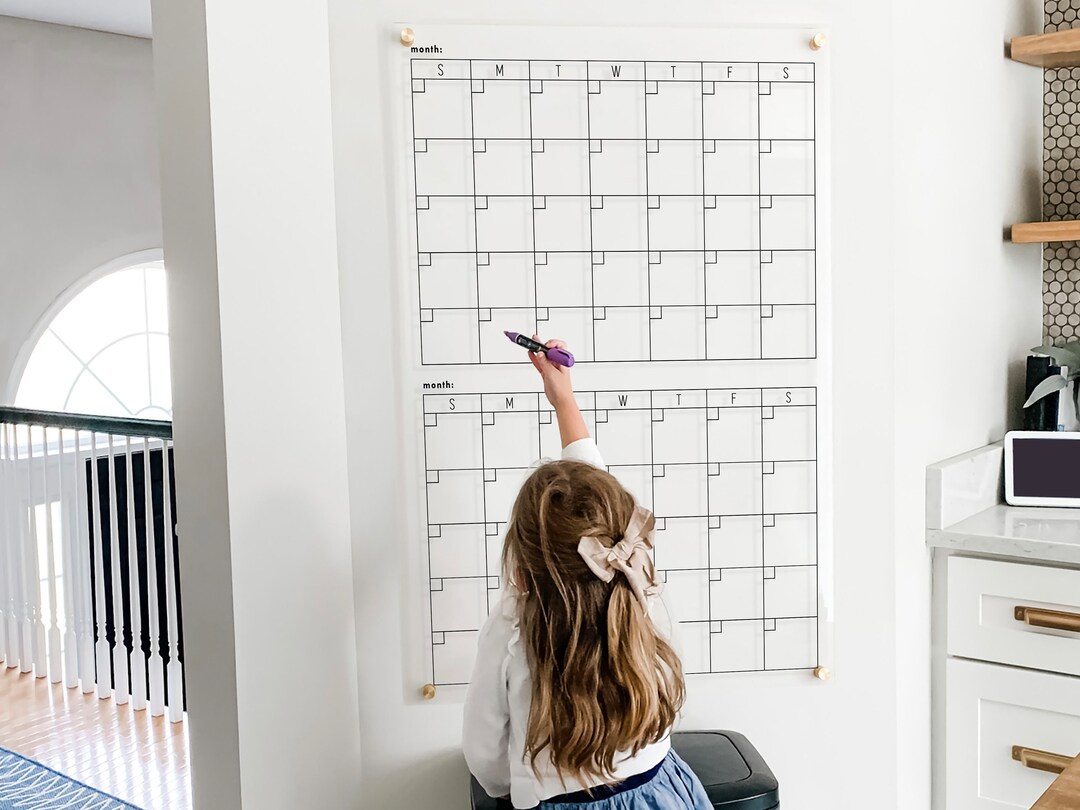 Double Month Acrylic Calendar, 23x31 26x38 36x47.5 Dry Erase Wall ...