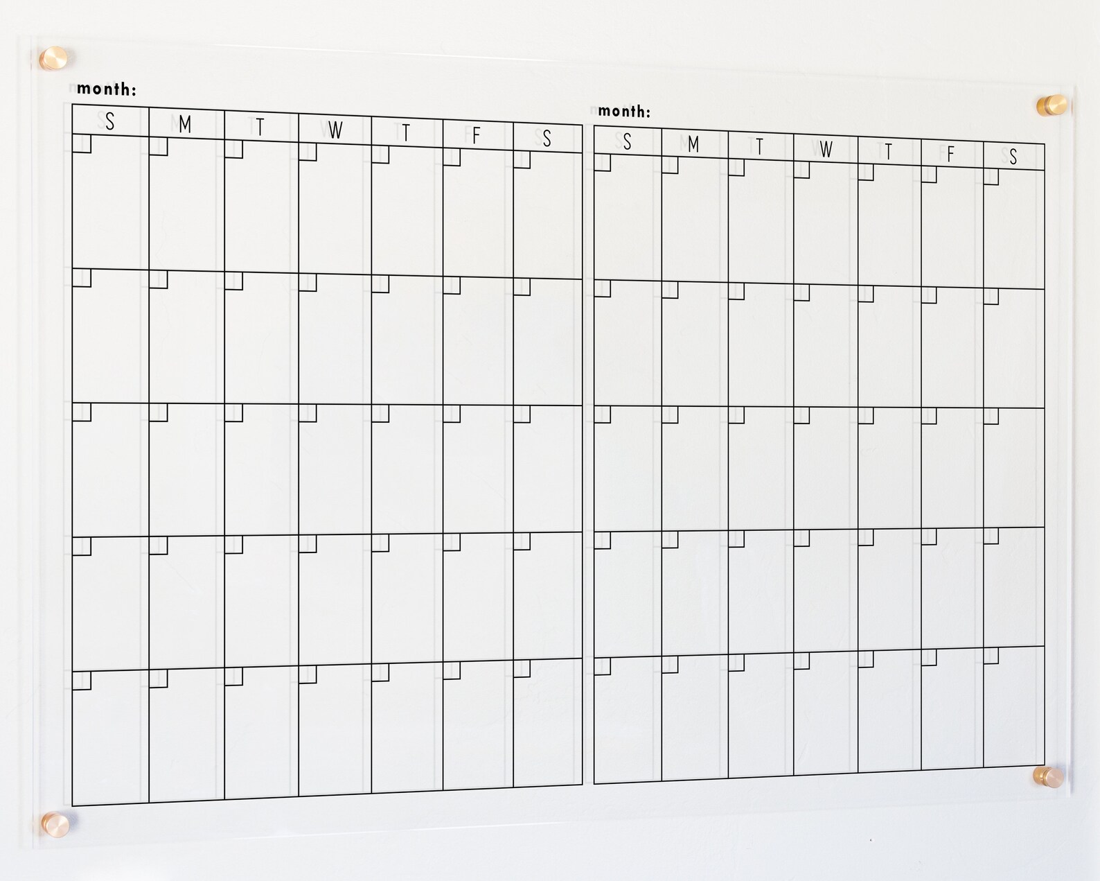 Large Horizontal Acrylic Double Month Calendar 26x38 - Etsy