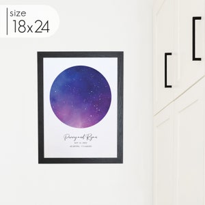 Night Sky Art Print, Gift for Him, Framed Star Map, Personalized ...