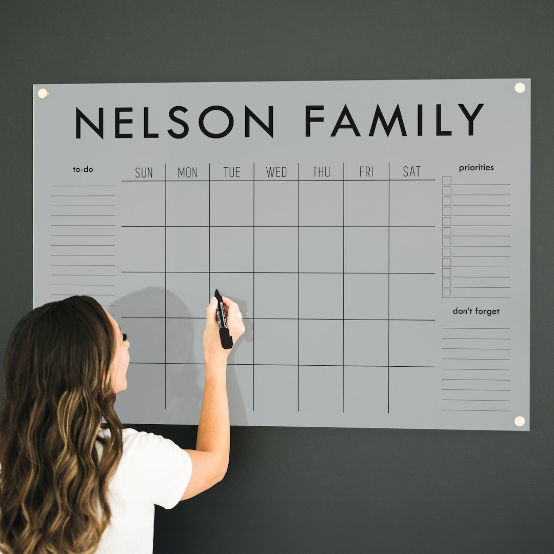 Personalized Acrylic Calendar for Wall, Frosted Colored Background, Dry ...