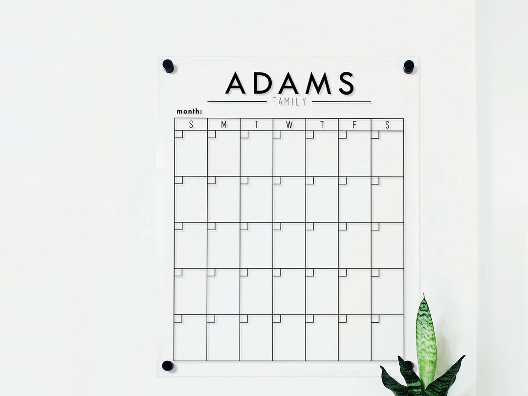 Family Name Acrylic Wall Calendar, Custom Dry Erase Large Calendar ...