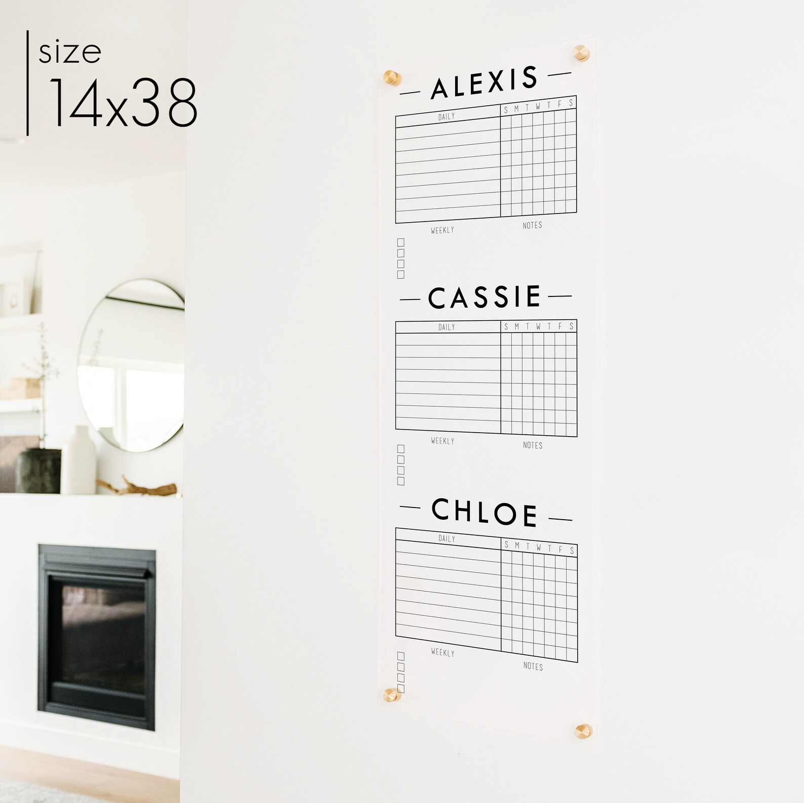 Acrylic Chore Chart for Three Children Custom Chore Chart - Etsy