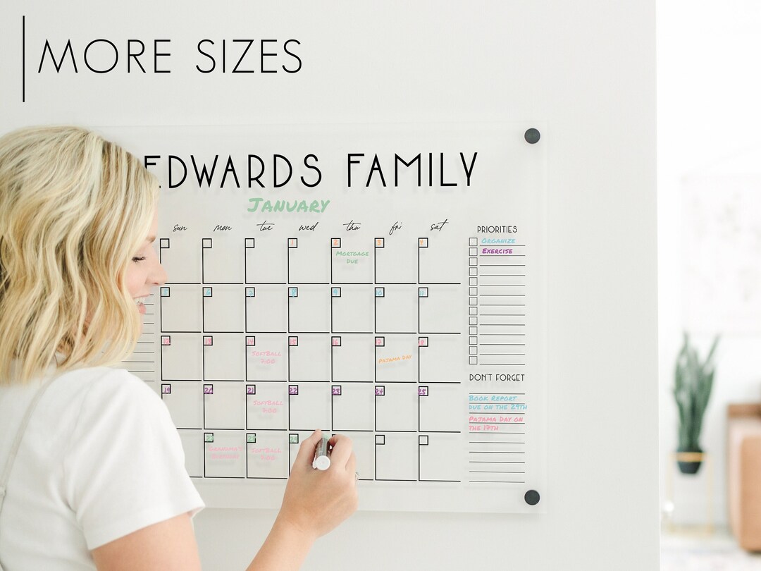 Personalized Clear Acrylic Calendar for Wall in Kitchen or - Etsy