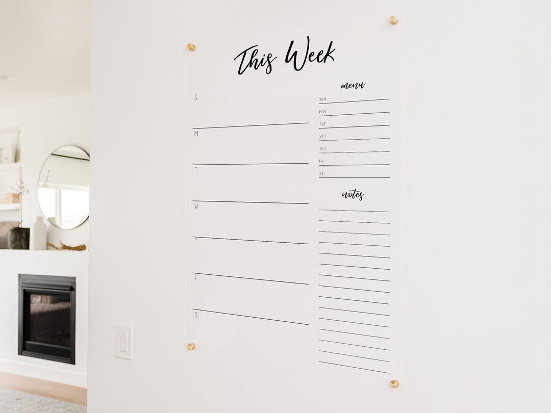 Weekly Calendar on Clear Acrylic Weekly Planner for Wall 4 - Etsy