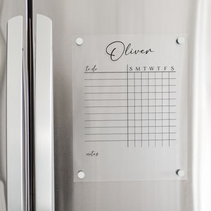 Personalized Dry Erase Acrylic Magnetic Chore Chart for One Kid Girl or ...