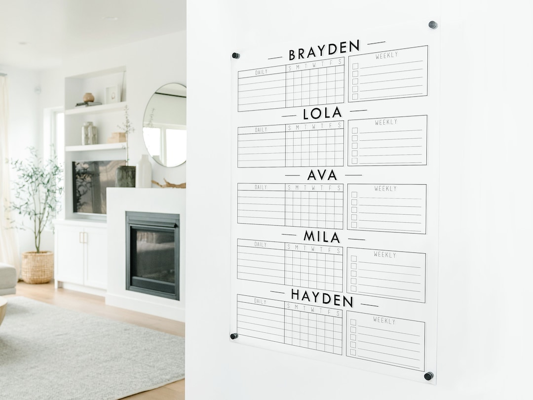 5 Kid Dry Erase Chore Chart for Wall in Mudroom or Kitchen ...