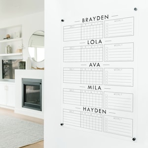 5 Kid Dry Erase Chore Chart for Wall in Mudroom or Kitchen ...