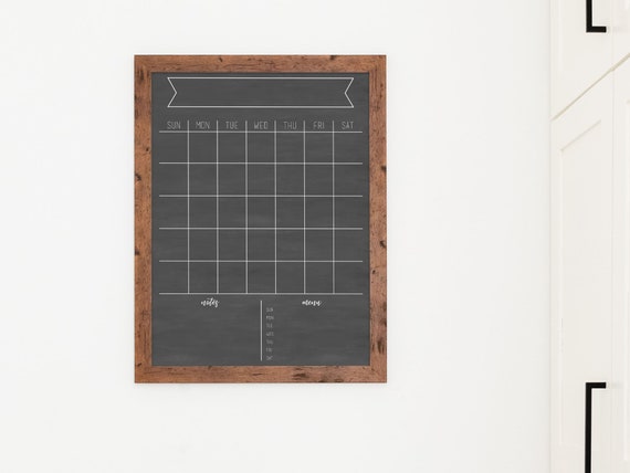 Minimalist Dry Erase Chalkboard Calendar W/ Customized Bottom - Etsy