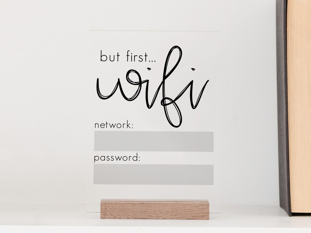 Custom Wifi Password Sign on Acrylic With Wood Stand | More Sizes ...