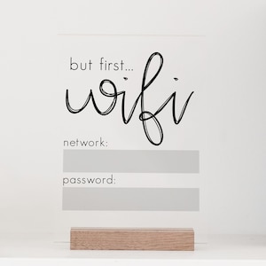 Custom Wifi Password Sign on Acrylic With Wood Stand | More Sizes ...