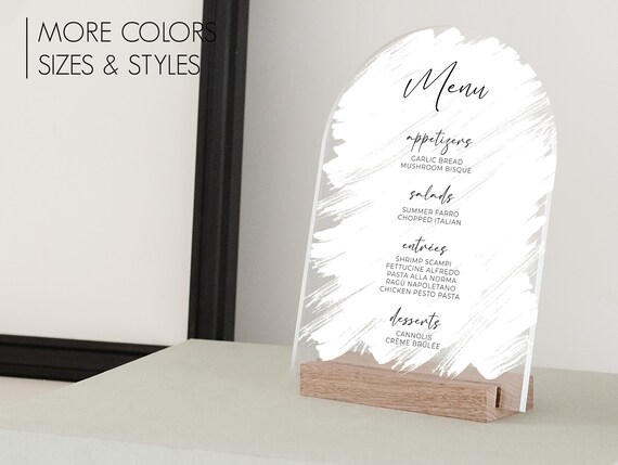 Custom Acrylic Wedding Menu Sign With Wood Stand Custom Bar - Etsy