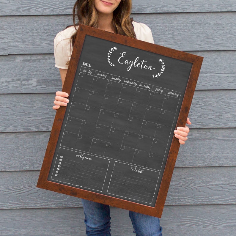 Personalized Calendar Dry Erase Custom Chalkboard Calendar | Etsy